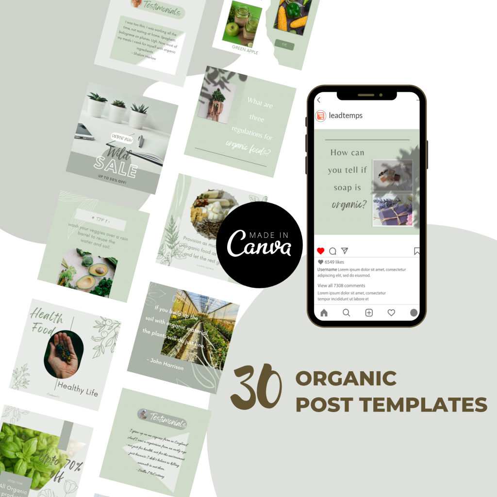 Organic Instagram Post Templates - 30 Pack | LeadTemps